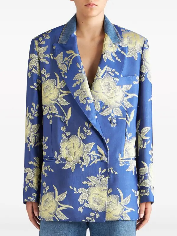 Etro Floral-jacquard Double-breasted Blazer