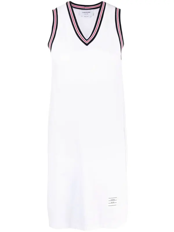 Thom Browne V-neck Sleeveless Dress - White