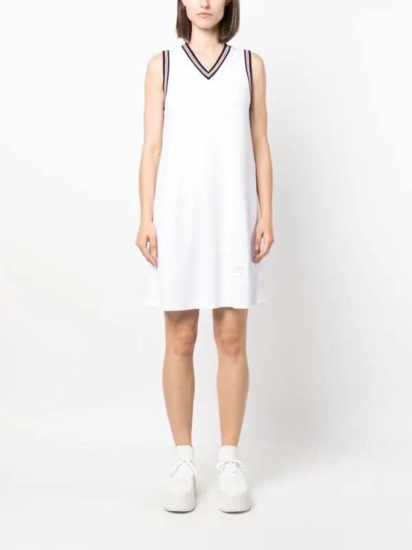Thom Browne V-neck Sleeveless Dress - White