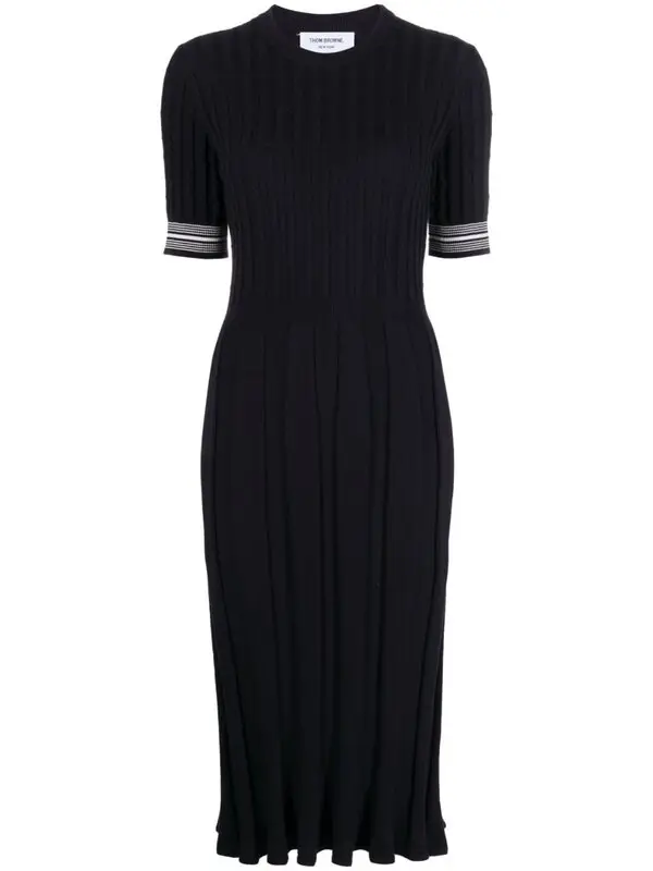 Thom Browne Cable Knit Cotton Midi Dress - Blue