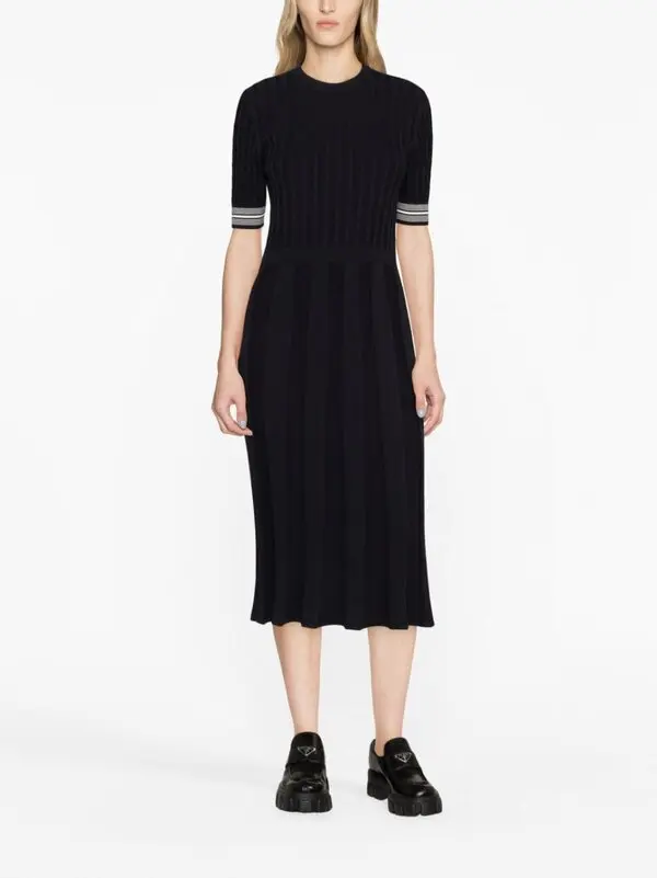 Thom Browne Cable Knit Cotton Midi Dress - Blue