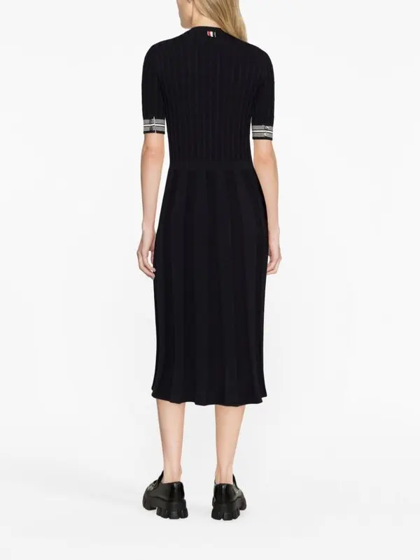 Thom Browne Cable Knit Cotton Midi Dress - Blue