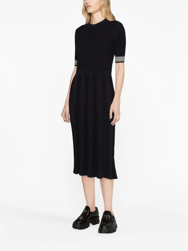 Thom Browne Cable Knit Cotton Midi Dress - Blue