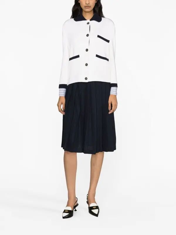 Thom Browne Colourblock-trims Knitted Cardigan