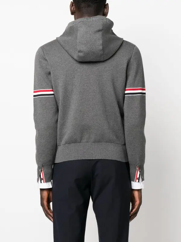 Thom Browne Striped Zip-up Hoodie - Grey