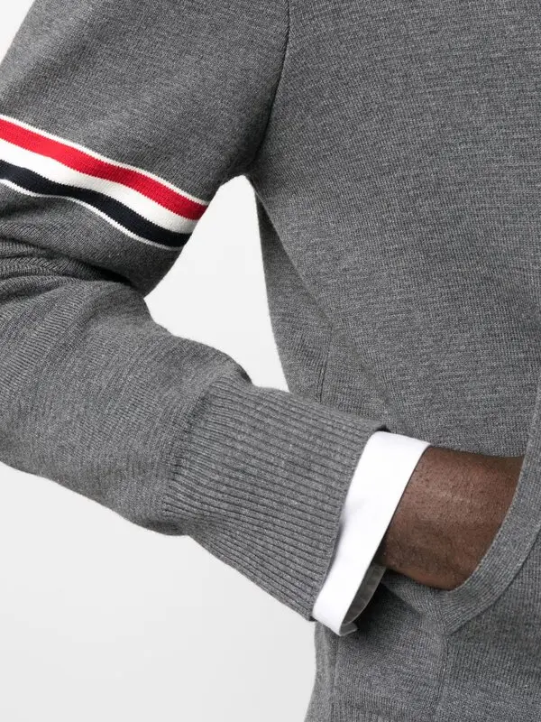 Thom Browne Striped Zip-up Hoodie - Grey