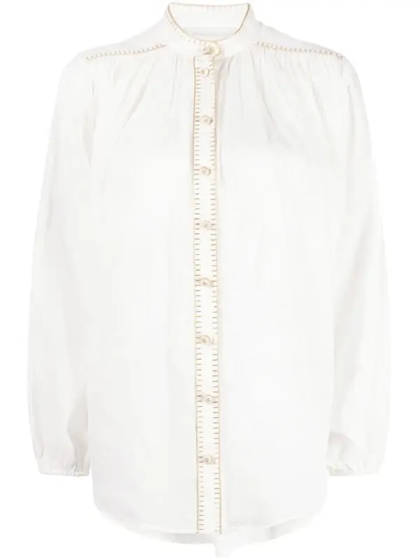 Zimmermann Junie Stitch-detail Ramie Blouse - White