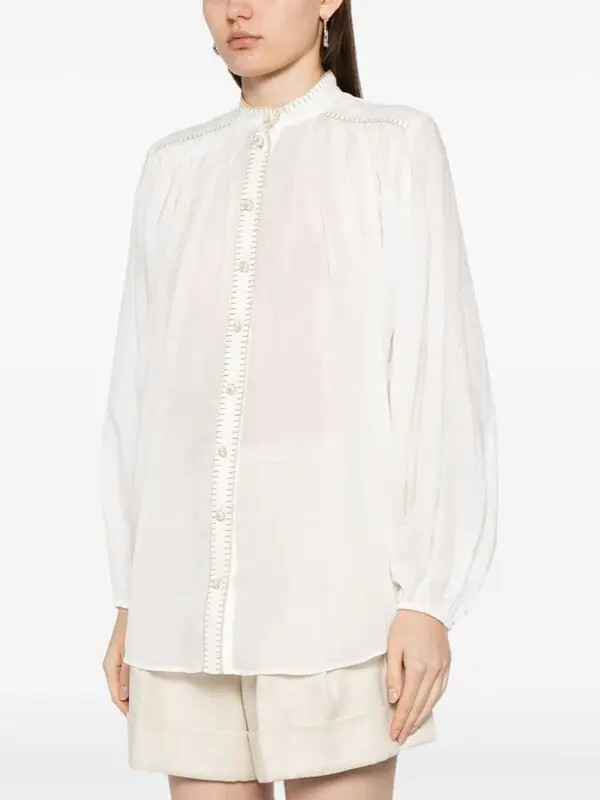 Zimmermann Junie Stitch-detail Ramie Blouse - White