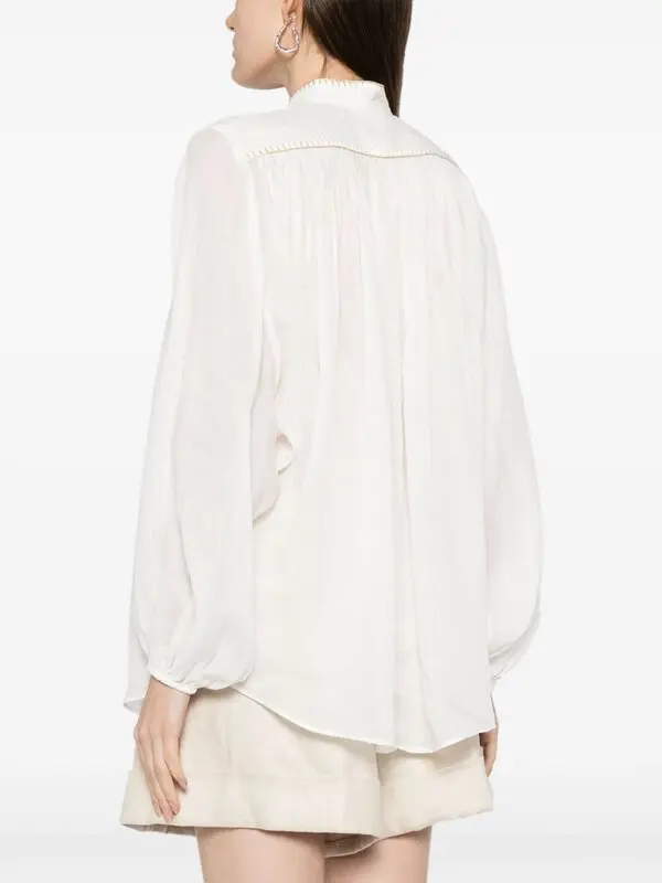 Zimmermann Junie Stitch-detail Ramie Blouse - White
