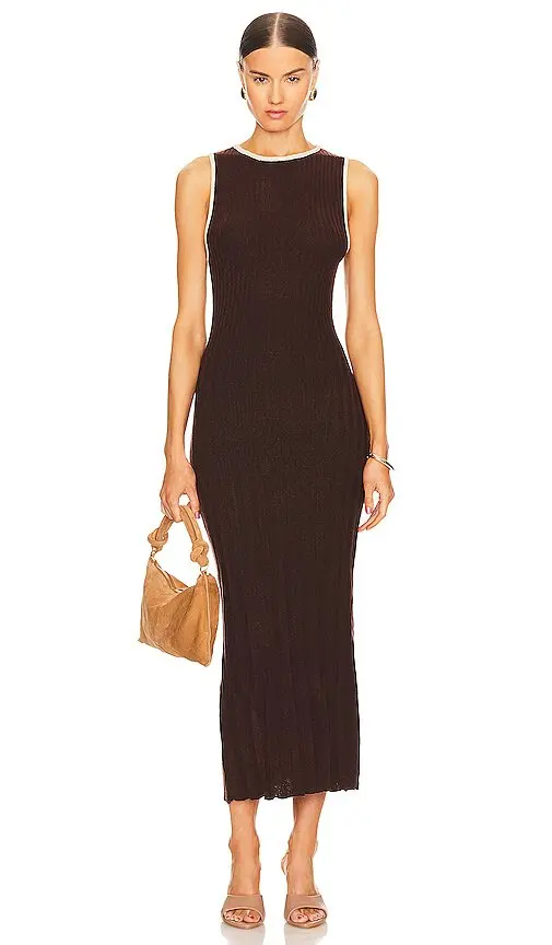 faithfull the brand knit dress Essenia Knit Dress Espresso Pine Stripe  Faithfull the Brand