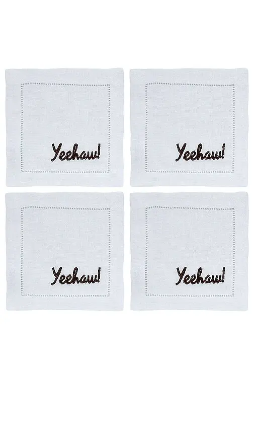 CHEFANIE Yeehaw Cocktail Napkins Set Of 4 In White - N,a