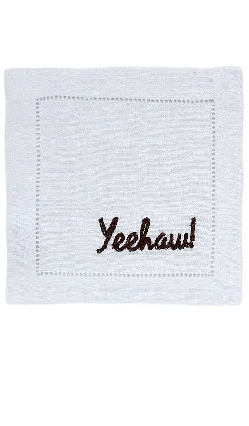 CHEFANIE Yeehaw Cocktail Napkins Set Of 4 In White
