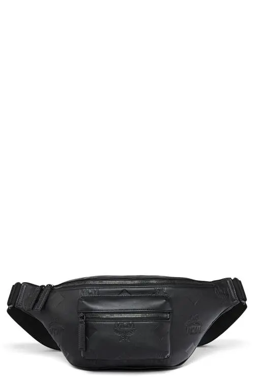 Mcm Medium Fursten Leather Belt Bag - Black