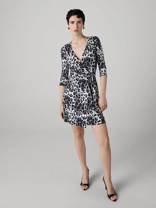 Diane Von Furstenberg Julian Silk Jersey Wrap Dress - Heritage Snow Cheetah  | Editorialist