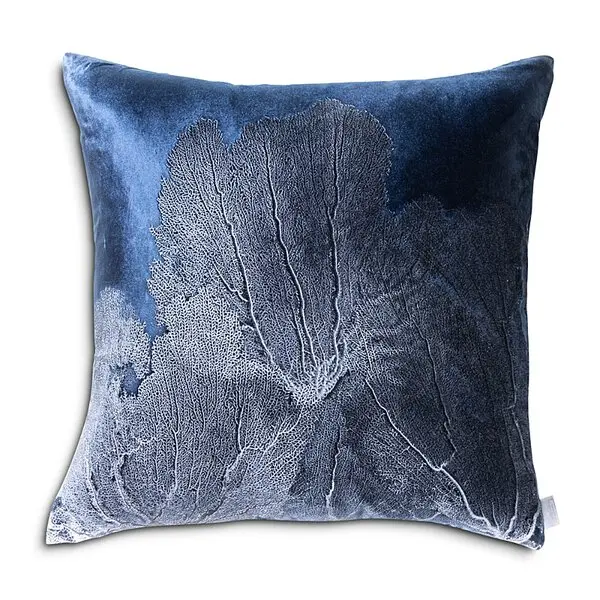 AVIVA STANOFF Navy Sea Fan Signature Velvet Collection Pillow, 20 X 20 - Blue