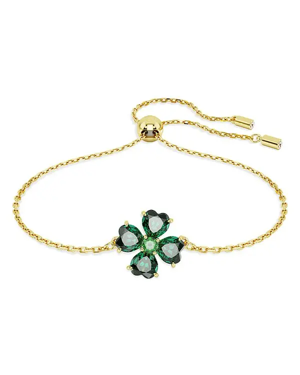 SWAROVSKI Idyllia Crystal Clover Bolo Bracelet - Green/gold