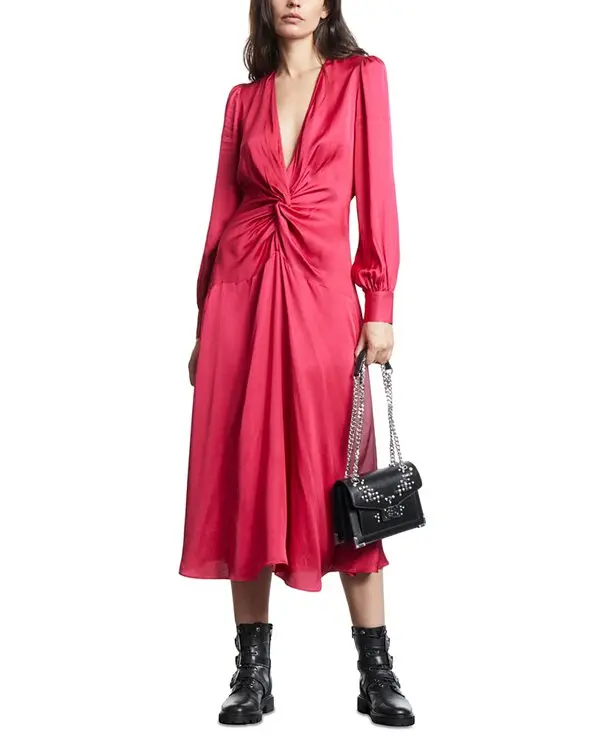 the kooples red silk dress Silk mid-length dress