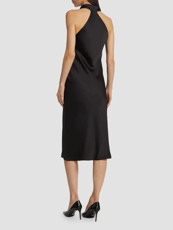 Norma Kamali Satin Cowlneck Midi-dress
