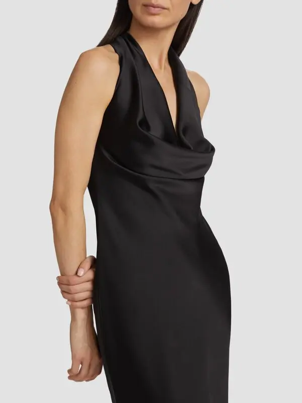 Norma Kamali Satin Cowlneck Midi-dress