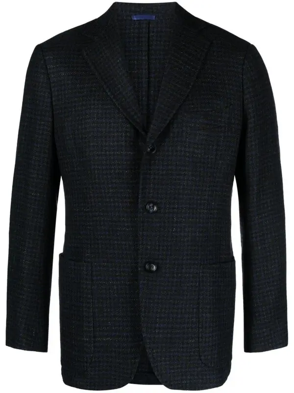 SARTORIO NAPOLI Plaid-check Wool Blend Blazer - Black