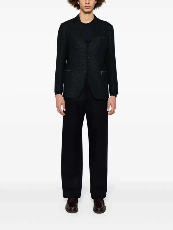 SARTORIO NAPOLI Plaid-check Wool Blend Blazer - Black