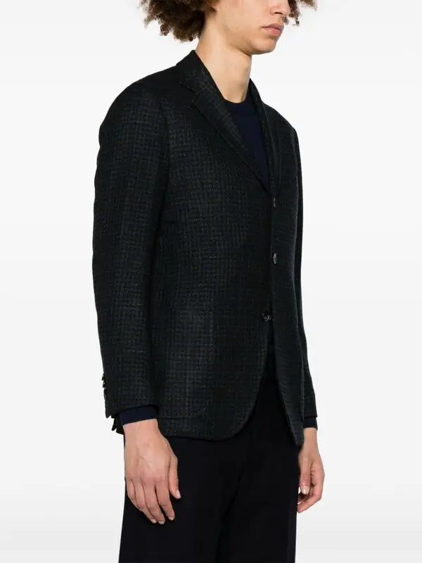 SARTORIO NAPOLI Plaid-check Wool Blend Blazer - Black