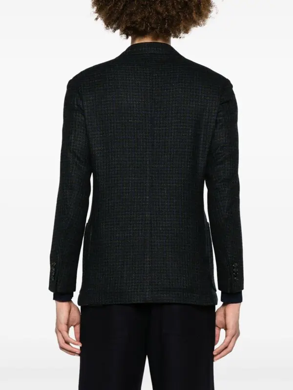 SARTORIO NAPOLI Plaid-check Wool Blend Blazer - Black