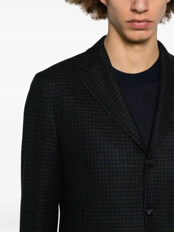 SARTORIO NAPOLI Plaid-check Wool Blend Blazer - Black