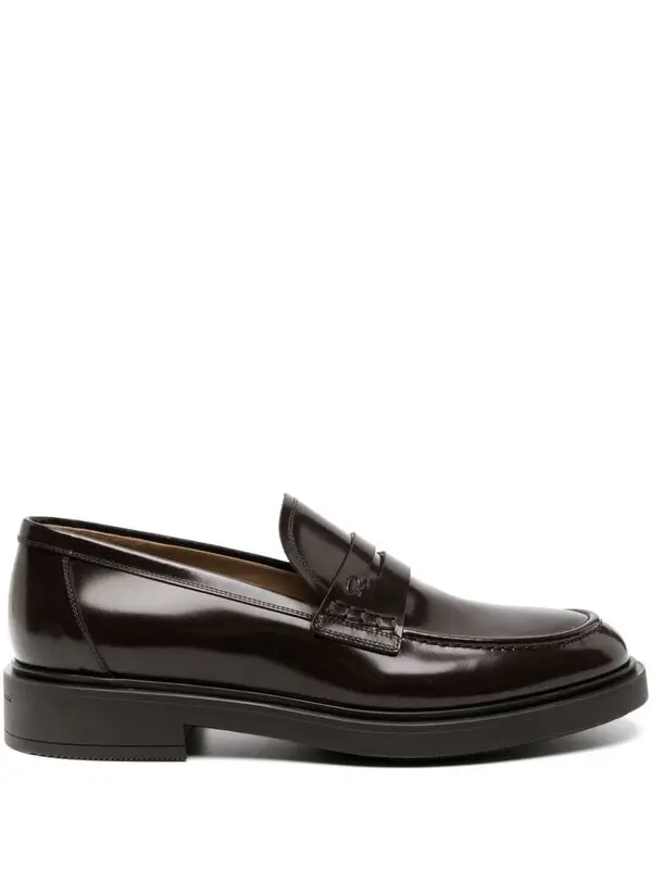 GIANVITO ROSSI Harris Debossed-logo Leather Loafers - Brown