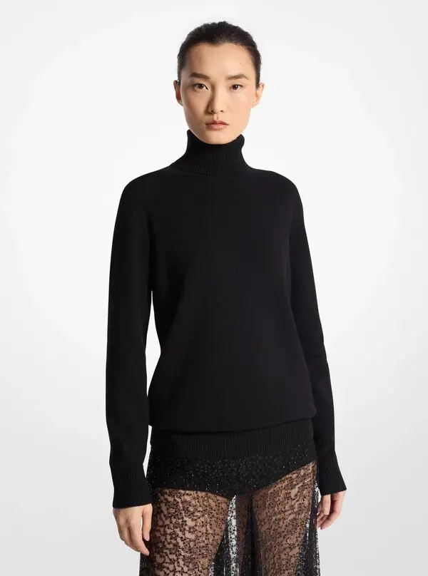 Michael Kors Joan Cashmere Turtleneck Sweater In Size By - Black