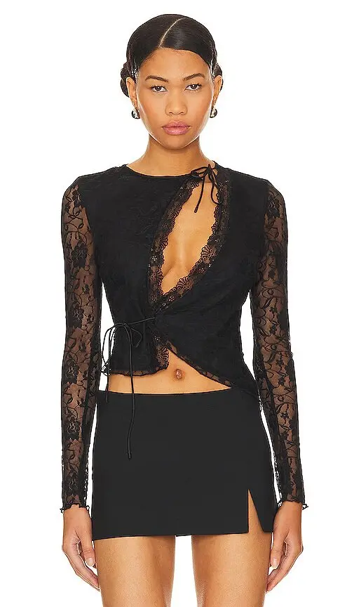 Superdown Anahi Wrap Lace Top