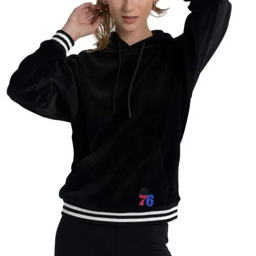 LUSSO Philadelphia 76ers Nellie Oversized Velour Pullover Hoodie
