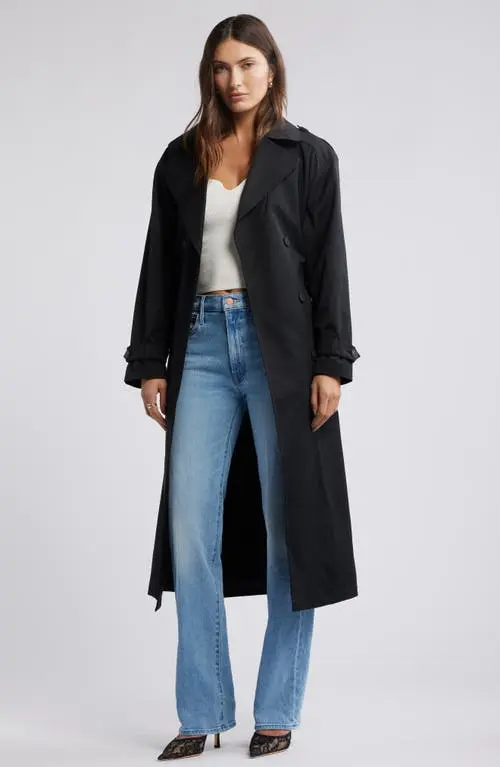 Open Edit Belted Trench Coat In Black 51% Off Editorialist