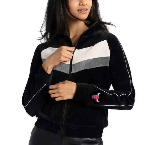 LUSSO Chicago Bulls Nixie Chevron Color-block Raglan Full-zip Track Jacket