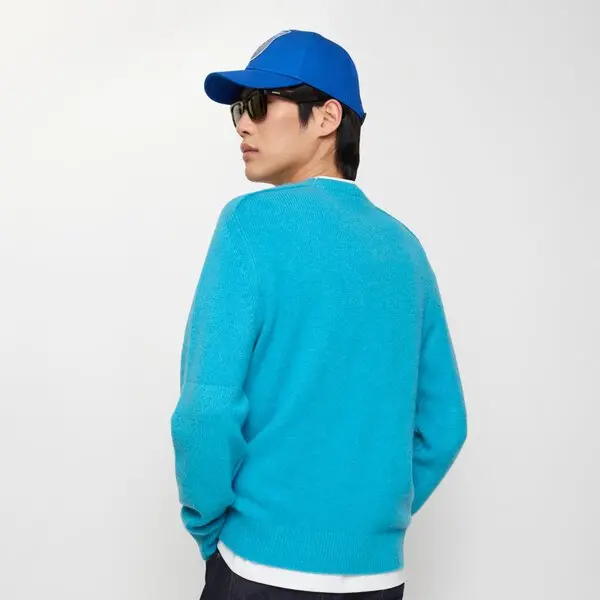 Burberry Cashmere Crew Neck Sweater With Equestrian Knight Design - Atom Blue