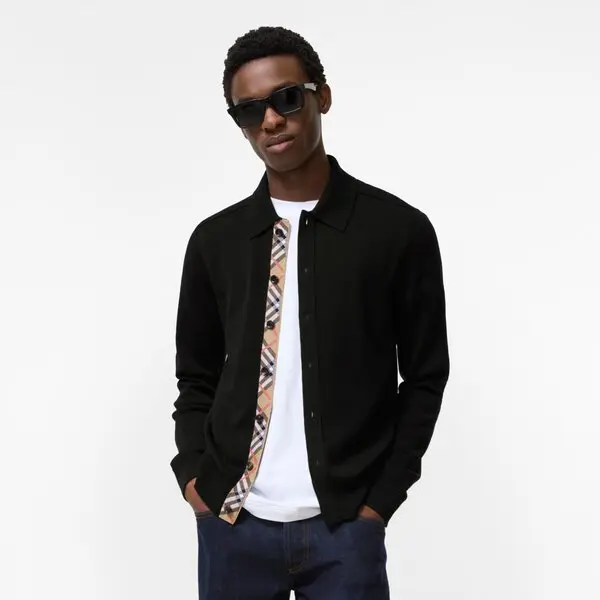 Burberry Wool Cardigan With Signature Check Placket