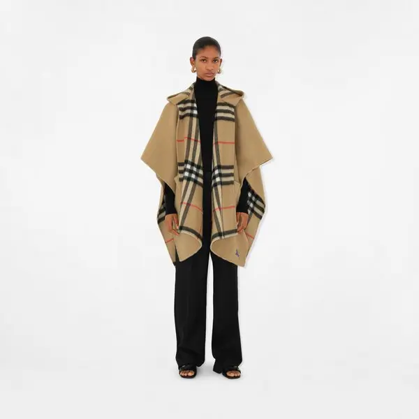 Burberry Ekd Cashmere Hooded Cape - Archive Beige