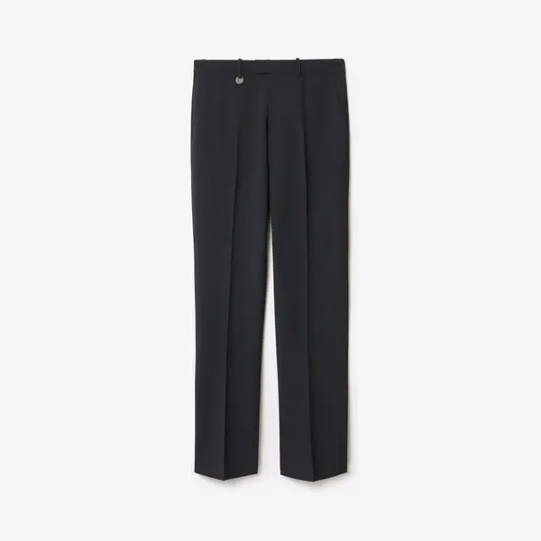 Burberry Wool Blend Tailored Trousers - Midnight Grey Melange