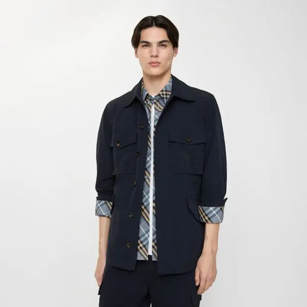 Burberry Nylon Bradmore Jacket With Equestrian Design - Navy
