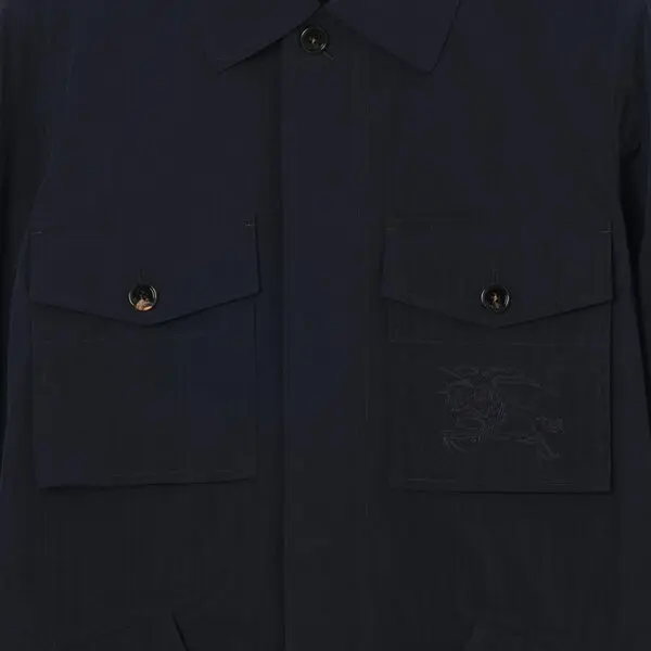 Burberry Nylon Bradmore Jacket With Equestrian Design - Navy
