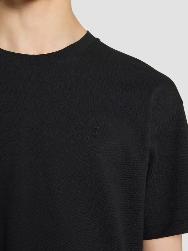Saint Laurent Cassandre T-shirt In Pique - Black