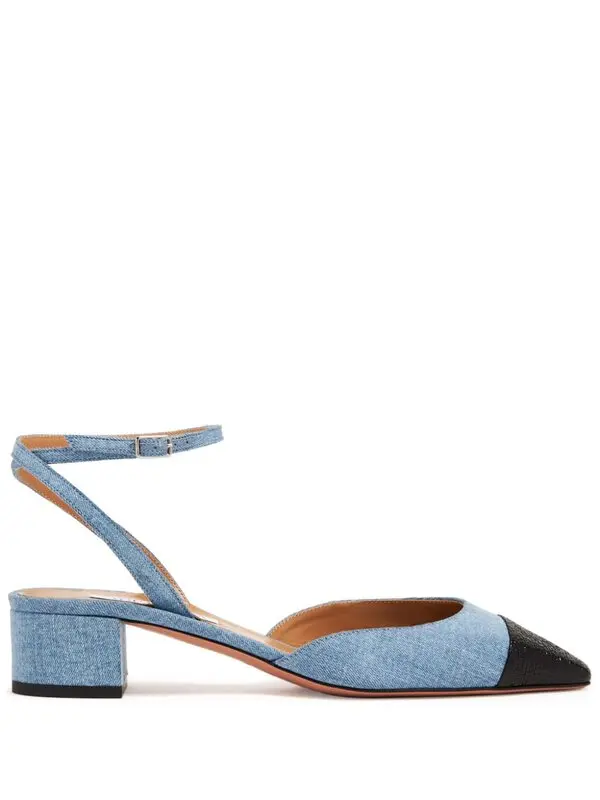 AQUAZZURA Square-toe Denim Pumps
