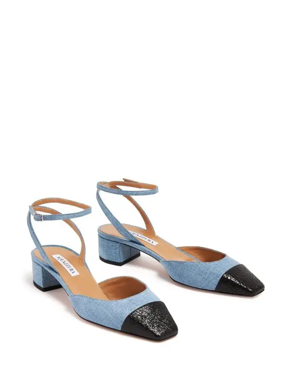 AQUAZZURA Square-toe Denim Pumps