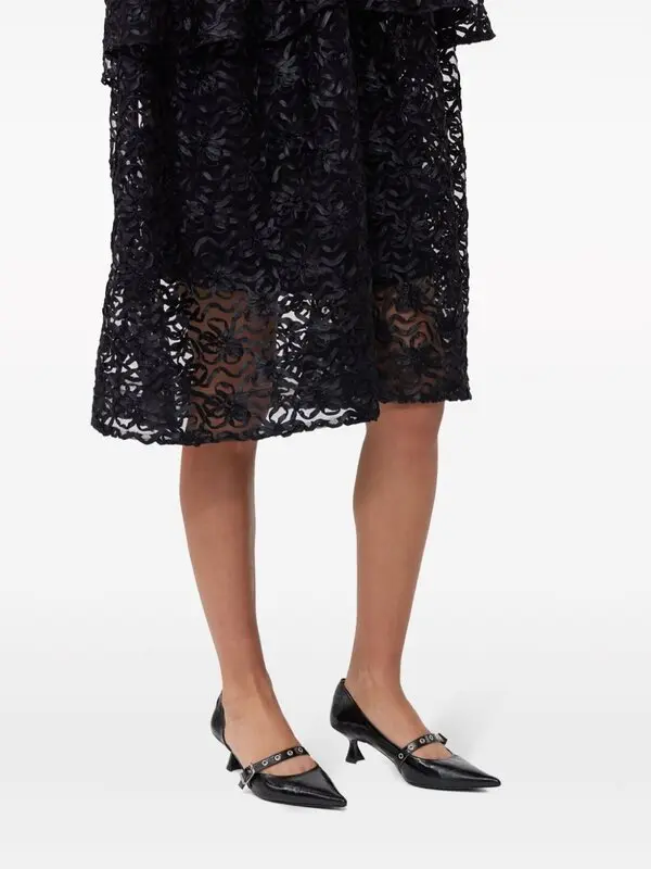 GANNI Eyelet Detail Kitten Heel Pumps - Black