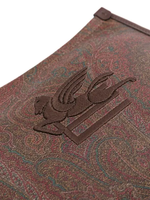 Etro Medium Arnica Pouch With Pegaso Detail - Brown