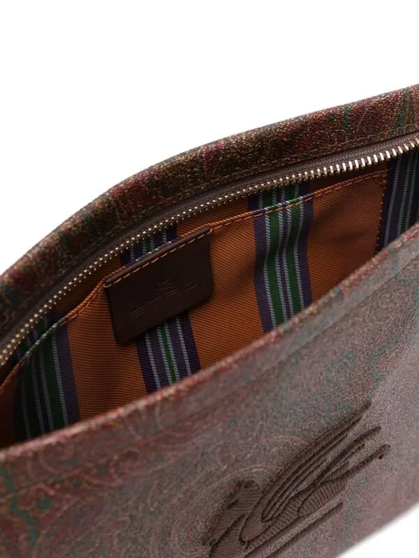 Etro Medium Arnica Pouch With Pegaso Detail - Brown