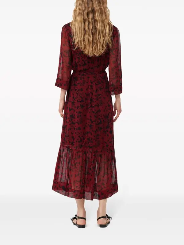 GANNI Botanical-print Wrap Midi Dress