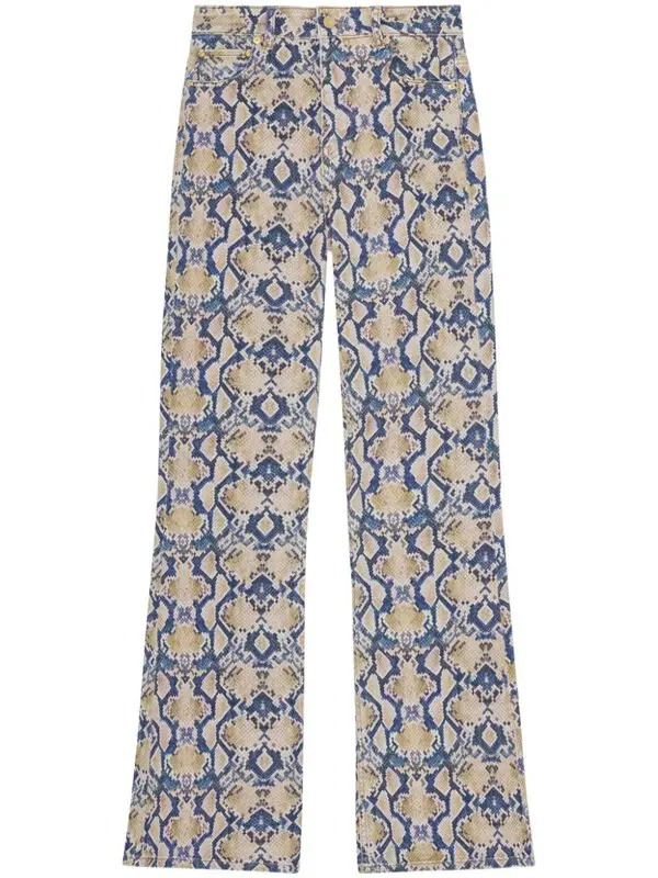 GANNI Graphic-print Straight-leg Jeans - Blue
