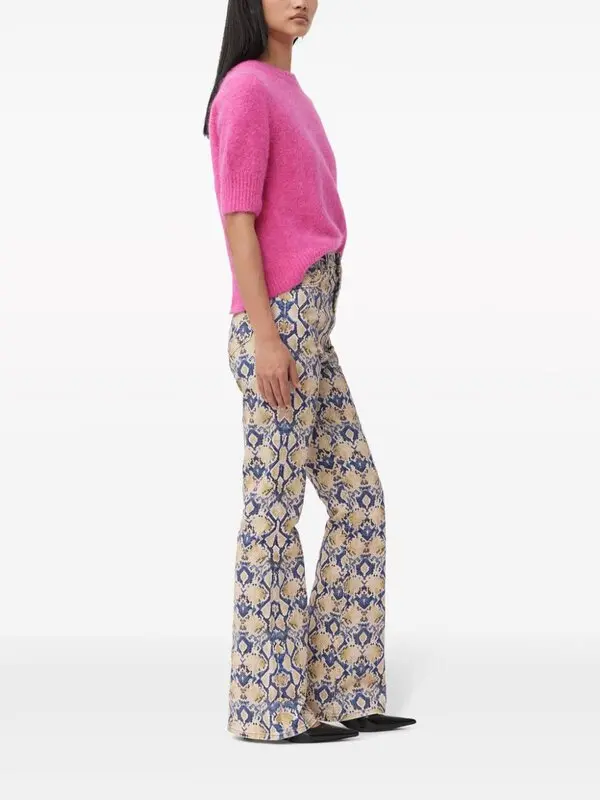 GANNI Graphic-print Straight-leg Jeans