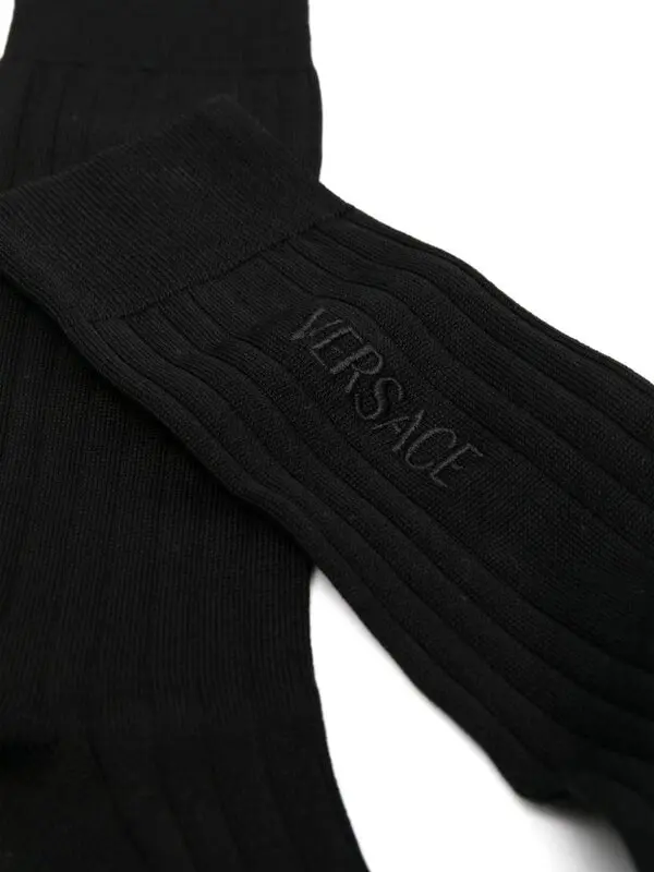 Versace Embroidered Logo Socks